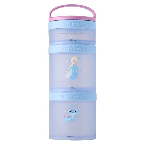 Whiskware Disney Stackable Snack Containers for Kids and Toddlers, 3 Stackable Snack Cups for School and Travel, Elsa and Bruni