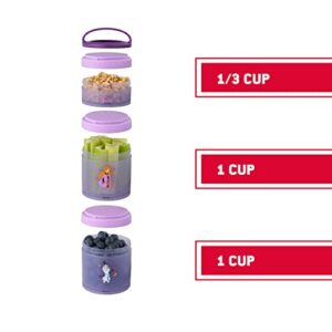 Whiskware Disney Stackable Snack Containers for Kids and Toddlers, 3 Stackable Snack Cups for School and Travel, Elsa and Bruni