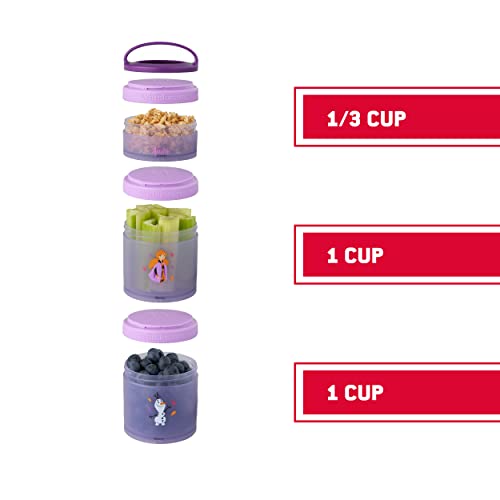 Whiskware Disney Stackable Snack Containers for Kids and Toddlers, 3 Stackable Snack Cups for School and Travel, Elsa and Bruni