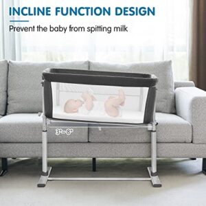 SYCYH Baby Bassinet Bedside Sleeper Easy to Assemble Portable Co-Sleep Bedside Crib for Newborn Infant, Two-Side Safe Breathable Mesh Design