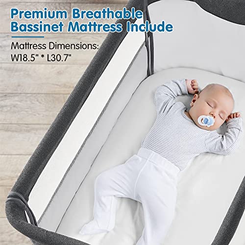 SYCYH Baby Bassinet Bedside Sleeper Easy to Assemble Portable Co-Sleep Bedside Crib for Newborn Infant, Two-Side Safe Breathable Mesh Design