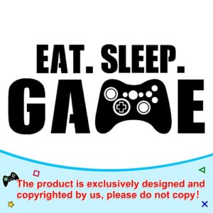 Eat Sleep Game Wall Decal Glow in The Dark Gamer Boy Wall Stickers Vinyl Video Game Room Decor Gaming Controller Wall Decals for Boys Bedroom Kids Girls Men Playroom Game Wall Decor… (Large Size, Sky blue)