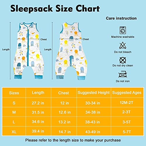 MooMoo Baby Sleep Sack with Feet Summer Toddler Wearable Blanket with 2-Way Zipper Sleeveless Baby Cotton Sleeping Sack with Legs 6-18 Months