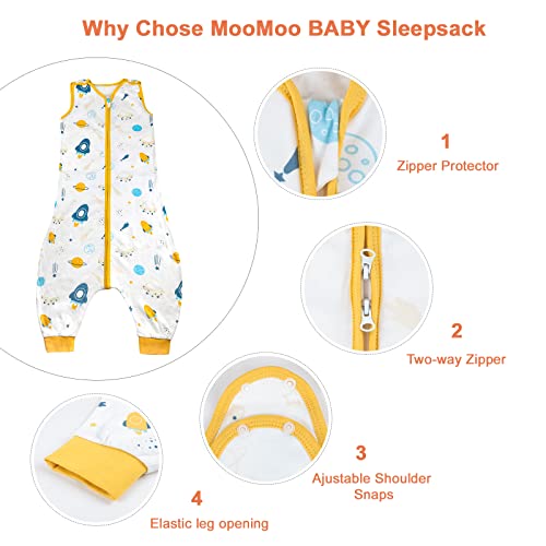 MooMoo Baby Sleep Sack with Feet Summer Toddler Wearable Blanket with 2-Way Zipper Sleeveless Baby Cotton Sleeping Sack with Legs 6-18 Months