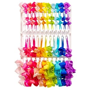 ollirovey metal 60 hook 3ft tall headband display and headband organizer for girls hair bows holds up to 240 hair accessories 4 per hook - hooks adjustable - wall mounted