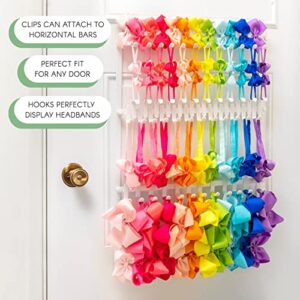 Ollirovey Metal 60 Hook 3ft Tall Headband Display and Headband Organizer for Girls Hair Bows Holds up to 240 Hair Accessories 4 per Hook - Hooks Adjustable - Wall Mounted