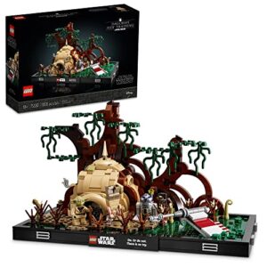 lego star wars dagobah jedi training diorama 75330 set - complete series with yoda and r2-d2 minifigures, and luke skywalker’s x-wing, birthday gift idea for adults, men, women, room décor memorabilia