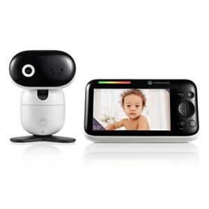 motorola baby monitor pip1510 connect - 5" wifi video baby monitor with camera, wall mount, hd 1080p - smart phone nursery app, 1000ft range, 2-way audio, remote pan-tilt-zoom, room temp, lullabies