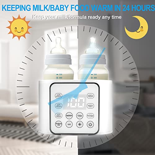 Baby Bottle Warmer 9-in-1 Multifuntion Breast Milk Warmer, Fast Baby Food Heater & Defrost Warmer with Timer for Twins, LCD Display Accurate Temperature Adjustment, 24H Constant Mode