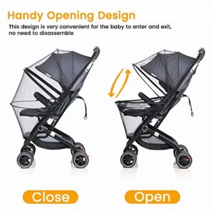 Orzbow Universal Mosquito Net for Stroller,Baby Bug Net with Two-Way Zippers & Storage Bag,Breathable & Foldable Mosquito Nets for Strollers,Car Seat,Bassinet,Cradle,Portable Mini Crib (Black)