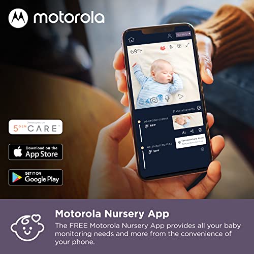 Motorola Baby Monitor Camera VM65 - WiFi Video Camera with HD 1080p - Connects to Smart Phone App, 1000ft Long Range, Two-Way Audio, Digital Pan-Tilt-Zoom, Room Temp, Lullabies, Night Vision