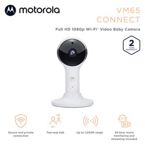 Motorola Baby Monitor Camera VM65 - WiFi Video Camera with HD 1080p - Connects to Smart Phone App, 1000ft Long Range, Two-Way Audio, Digital Pan-Tilt-Zoom, Room Temp, Lullabies, Night Vision