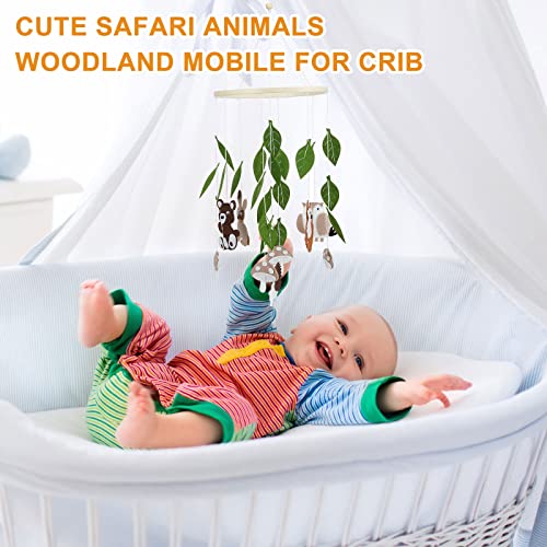 Woodland Ocean Mobile for Crib Jungle Baby Nursery Mobiles Forest Safari Mobile for Crib Baby Mobiles Animals Woodland Nursery Decor for Baby Boys Toys Girls Room Decor (Land Animal)