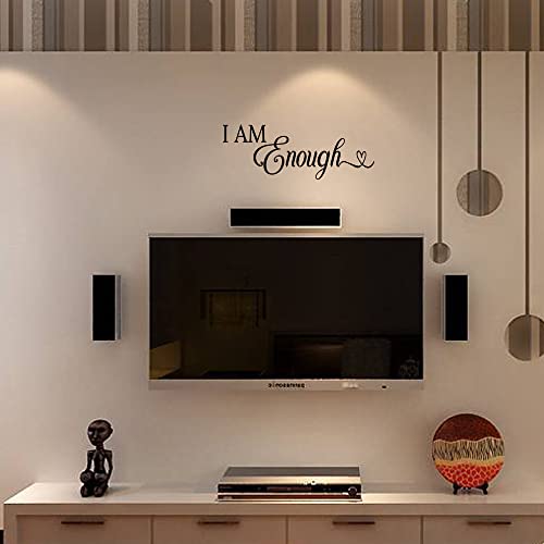 I AM Enough Vinyl Wall Decal Inspirational Positive Quote for Bedroom Living Room Kids Playroom Office Décor Esteem Sayings Art Letter Words