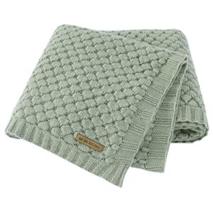 mimixiong baby blanket knitted soft swaddling receiving baby blankets for crib stroller sage green 40x30 inch