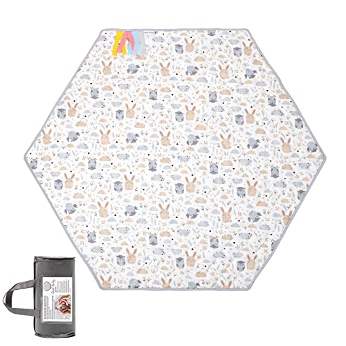 Dad-Baby Hexagon Playpen Mattress, Baby Floor Mat Fits Regalo Play Yard 6 Panel Playpen and Hiccapop PlayPod Portable Playpen,Non Slip with Carry Bag,Visual Stimulation,Baby Essentials