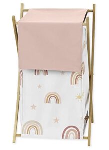 sweet jojo designs boho rainbow baby kid clothes laundry hamper - blush pink dusty rose gold yellow mauve taupe beige tan bohemian stars sun celestial vintage sky