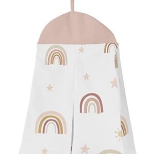 Sweet Jojo Designs Boho Rainbow Baby Girl Nursery Crib Bedding Set - 4 Pieces - Blush Pink Dusty Rose Gold Yellow Mauve Taupe Beige Tan Bohemian Stars Sun Celestial Vintage Sky Macrame Tassel Fringe