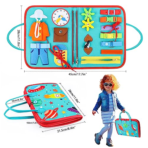 FASTSPOK Busy Board for 1 2 3 4 Year Old, Toddler Travel Toys for Car Plane, Montessori Sensory Toys for Toddlers 1-3, Educational Learning Activities Board for Fine Motor Skills, Gift for Boys Girls