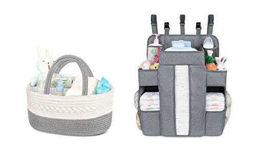 Maliton Diaper Caddy Organizer for Baby Boy and XL Hanging Diaper Caddy Organizer for Changing Table