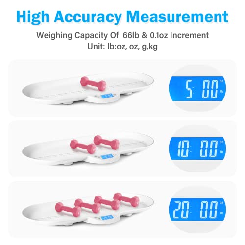 Baby Scale, Toddler Scale, Pet Scale, Accurate Enough Digital Weighing Scale for Newborn Infant Toddler Cat Puppy Animals with Hold Function, LCD Display, Accurately Precision at ± 0.1oz (Basic)