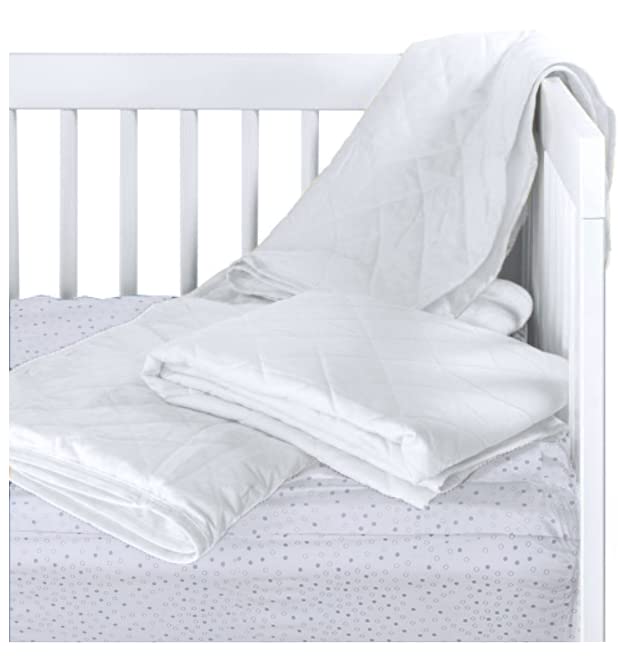 Waterproof Crib Flat Mattress Pad by QuickZip - 100% Cotton White - Luxuriously Soft! Pairs Perfectly with QuickZip Crib Zip-On Sheets