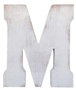 abelots large wood letter distressed white wash alphabet wall décor monogram letter alphabet letters free standing letters wall letters (m)