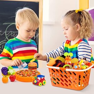 2pcs Mini Shopping Baskets Portable Grocery Baskets with Handles Multipurpose Baskets Toys Storage Organizers for Kids Toddlers Party Favors