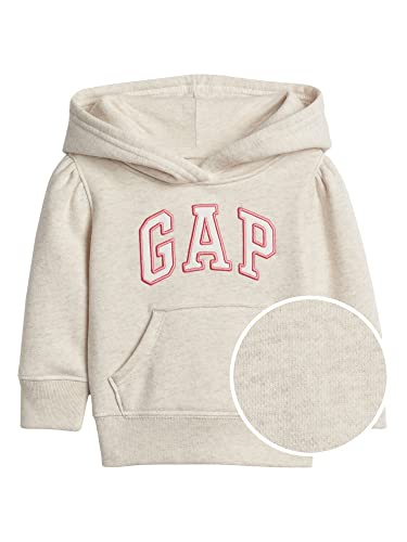 GAP baby girls Logo Pullover Hoodie Sweatshirt, Heather Grey, 3T US