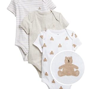 GAP unisex baby First Favourite Short Sleeve Bodysuits, Oatmeal Heather B0220, 0-3M US