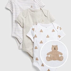 GAP unisex baby First Favourite Short Sleeve Bodysuits, Oatmeal Heather B0220, 0-3M US