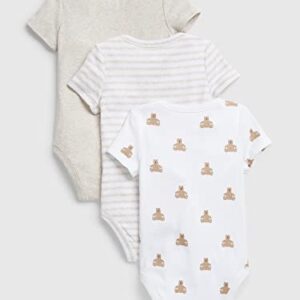 GAP unisex baby First Favourite Short Sleeve Bodysuits, Oatmeal Heather B0220, 0-3M US