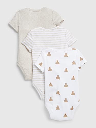 GAP unisex baby First Favourite Short Sleeve Bodysuits, Oatmeal Heather B0220, 0-3M US