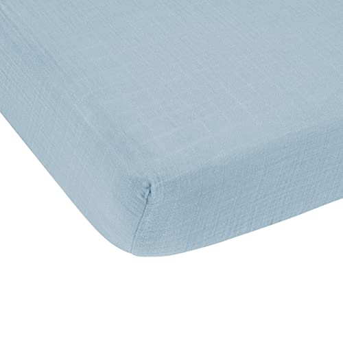 MELIBABY 100% Organic Cotton Muslin Crib Sheet|Soft & Breathable Crib Sheet Blue|Crib Mattress Sheet|Baby Bedding for Girl or Boy|Cotton Crib Sheet Organic Crib Sheet|Crib bedding, Toddler bed sheet