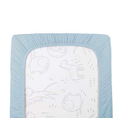 MELIBABY 100% Organic Cotton Muslin Crib Sheet|Soft & Breathable Crib Sheet Blue|Crib Mattress Sheet|Baby Bedding for Girl or Boy|Cotton Crib Sheet Organic Crib Sheet|Crib bedding, Toddler bed sheet