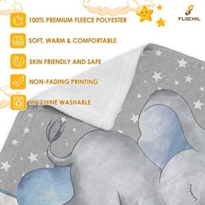 FLOCHIL Personalized Baby Blankets, Custom Baby Blanket - Baby Blanket with Name for Boy, Best Gift for Baby, Newborn Elephants Plush Fleece (30x40)