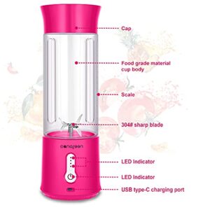 AIKIDS Portable Blender Smoothie Maker - 17Oz Personal Blender for Smoothies and Shakes | 4000mAh Rechargeable USB Juicer Blender with 6 Blades | Handheld Blender for Sports Travel Gym