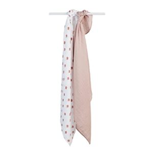 Lulujo Boho Swaddle Set, Cotton Muslin Blankets, 2 Pack (Mushroom & Sand)