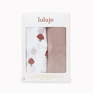 Lulujo Boho Swaddle Set, Cotton Muslin Blankets, 2 Pack (Mushroom & Sand)