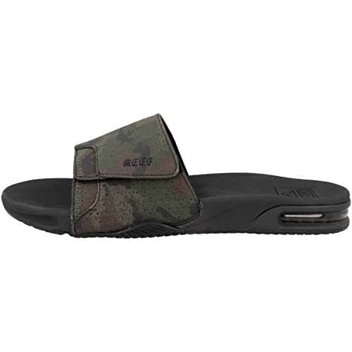 Reef Mens Fanning Slide | Bottle Opener Sandal , Olive Camo, 12