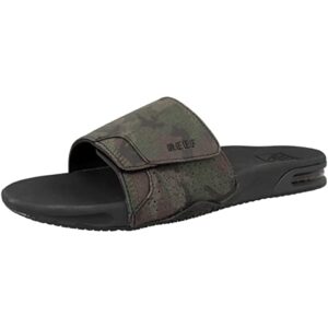 Reef Mens Fanning Slide | Bottle Opener Sandal , Olive Camo, 12