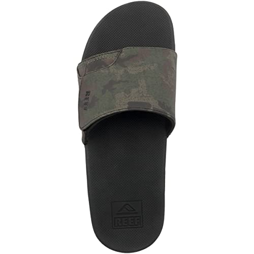 Reef Mens Fanning Slide | Bottle Opener Sandal , Olive Camo, 12