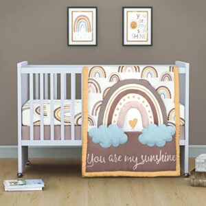 boho crib bedding set for girls or boys, baby crib sets for boys or girls, neutral rainbow boho nursery bedding, 3 piece baby crib set- crib comforter, crib sheet and skirt