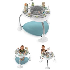 ingenuity spring & sprout 2-in-1 baby activity center jumper and table with infant toys - ages 6 months +, first forest