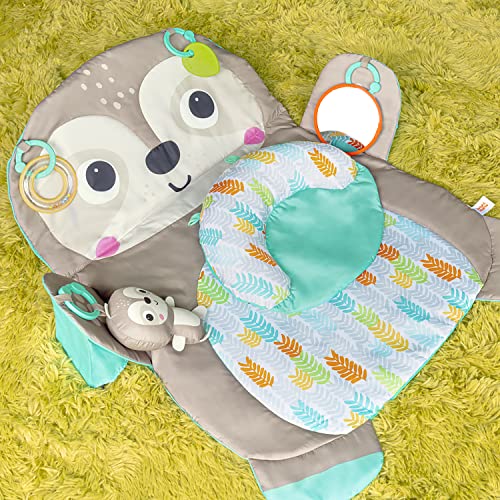 Bright Starts Tummy Time Prop & Play Baby Activity Mat with Support Pillow & Taggies - Sloth 36 x 32.5 in., Age Newborn+