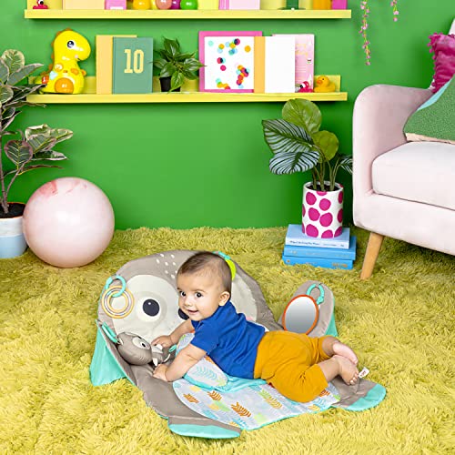 Bright Starts Tummy Time Prop & Play Baby Activity Mat with Support Pillow & Taggies - Sloth 36 x 32.5 in., Age Newborn+