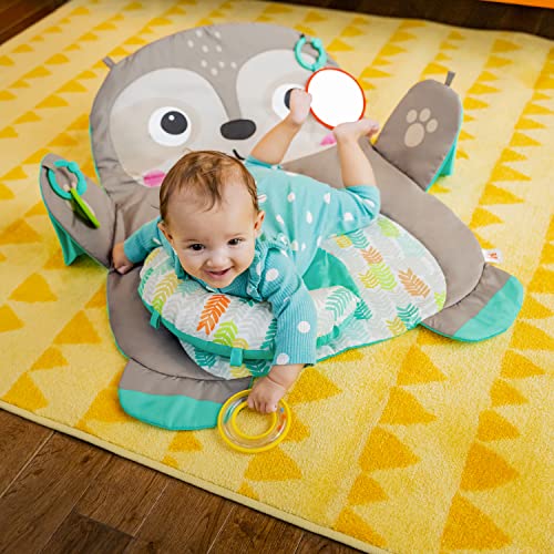 Bright Starts Tummy Time Prop & Play Baby Activity Mat with Support Pillow & Taggies - Sloth 36 x 32.5 in., Age Newborn+