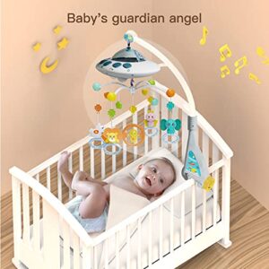 Lcasio Baby Musical Crib Mobile with Night Lights and Relaxing Music,Hanging Rotating Animals Rattles,Stars Projection,Remote Control,for Boy Girl Newborn Baby Toys（Blue）