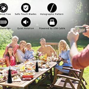 PATIOSIR Table Food Fan for BBQ, Picnic, Pool Parties, Outdoor Dinner, Portable Food Spinner to Keep Food Clean, USB or Batteries Powered(3pcs)