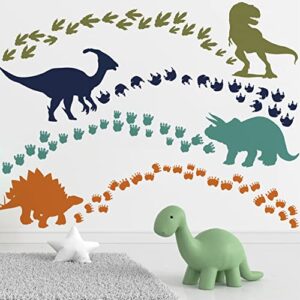 mfault dinosaur footprints wall decals stickers, boys dino feet tracks paw prints nursery decorations baby bedroom playroom art, watercolor animal toddler kids room decor gift